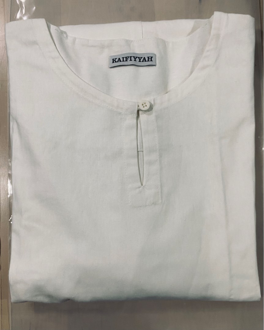 Kaifiyyah Kurung Lucy Linen White, Women's Fashion, Muslimah Fashion ...