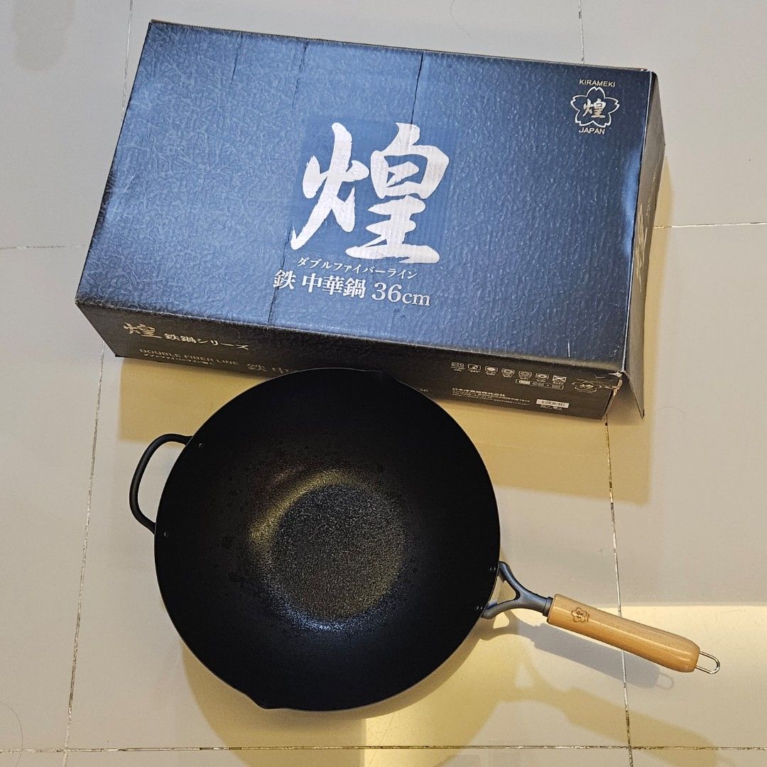 Kirameki Japan WFK36 Double Fiber Line Wok 36cm, TV & Home Appliances, Kitchen Appliances ...