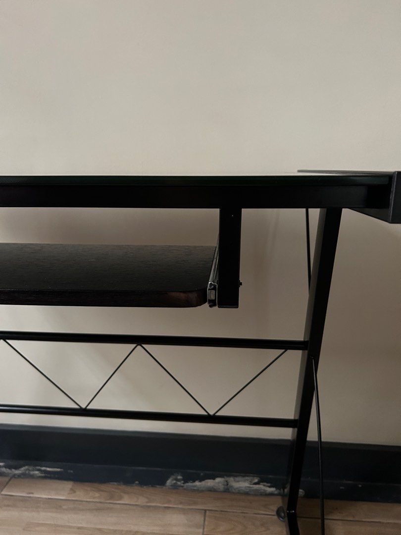 LANDMARK TEMPERED GLASS BLACK DESK on Carousell