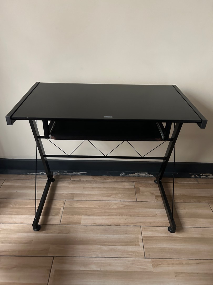 LANDMARK TEMPERED GLASS BLACK DESK on Carousell