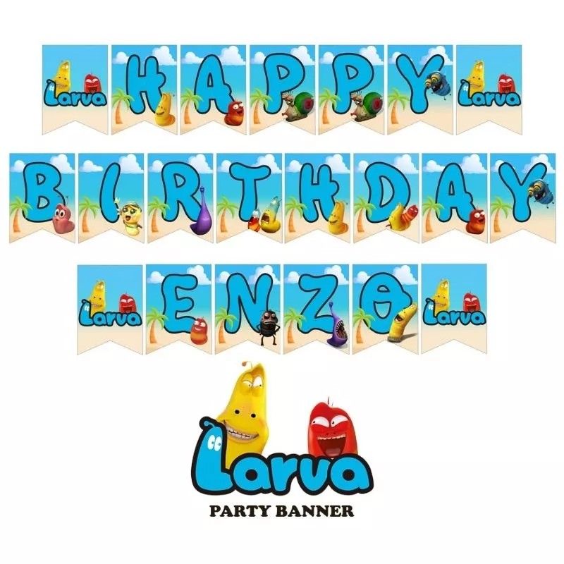 Larva Theme Birthday Party Banner Cupcake Cake Topper Decoration ...