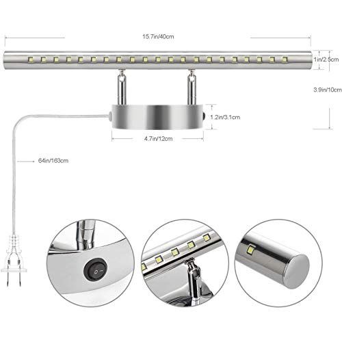 LED Bathroom Vanity Light Fixtures with on/Off Switch Chrome Stainless ...