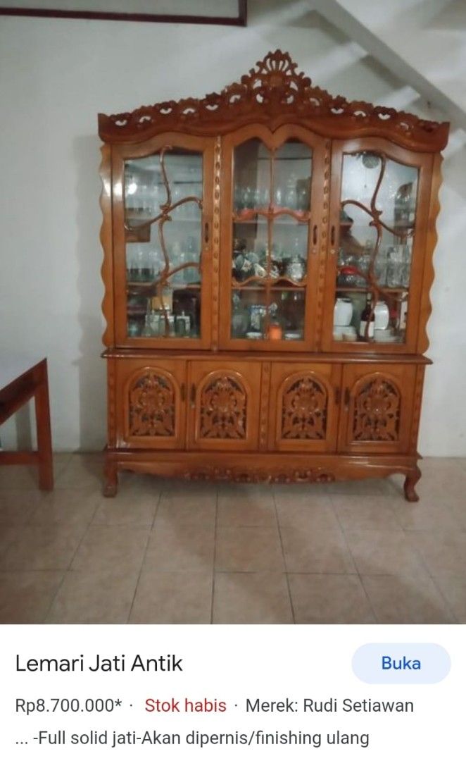 Lemari buku rak pajangan kayu jati vintage, Perabotan Rumah di Carousell