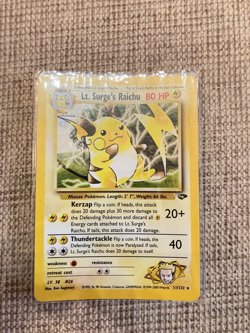 Lt. surge’s Raichu 1995 Pokémon card, Hobbies & Toys, Toys & Games on ...