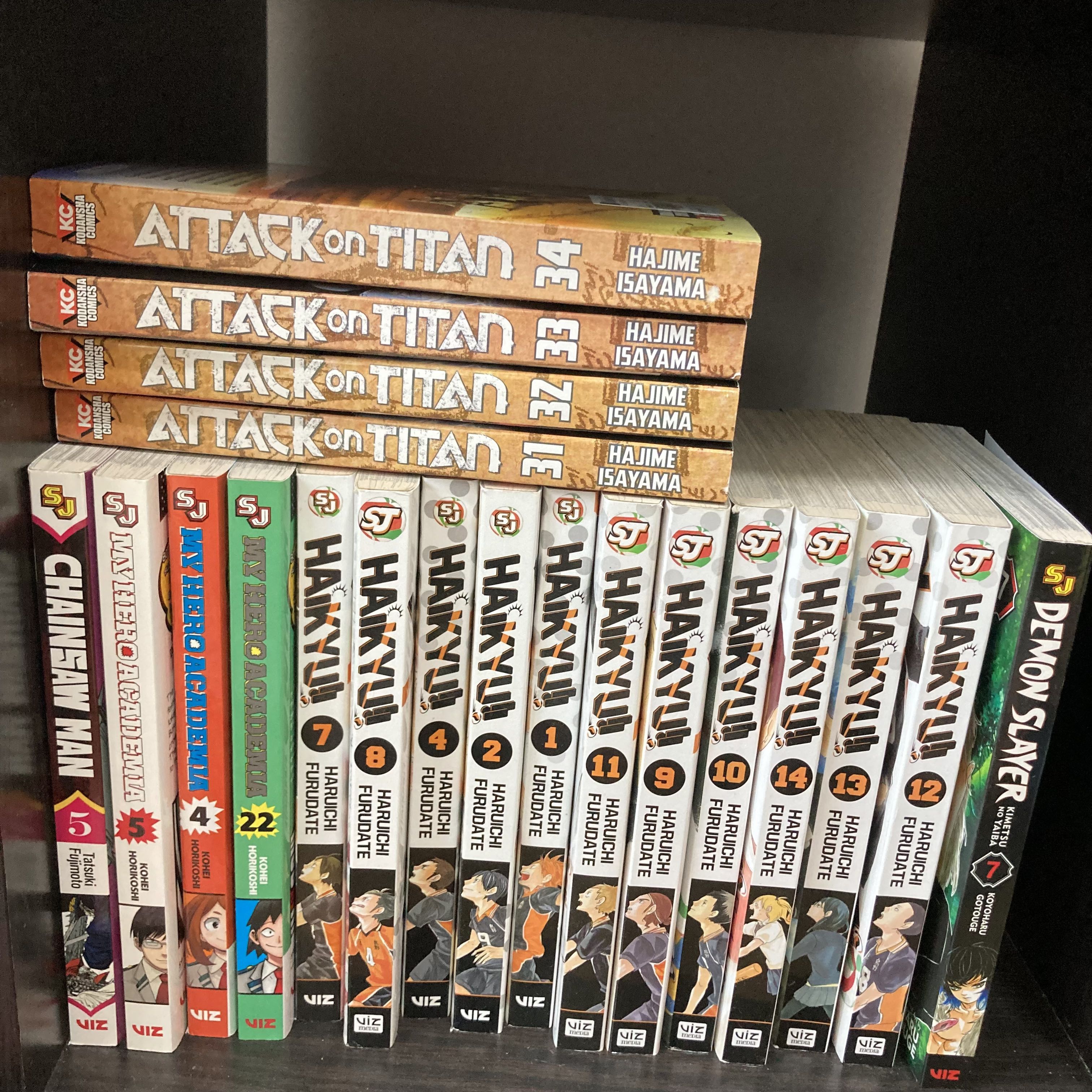 Manga for sale (attack on titan, haikyuu, demon slayer, chainsaw man, my hero academia), Hobbies ...