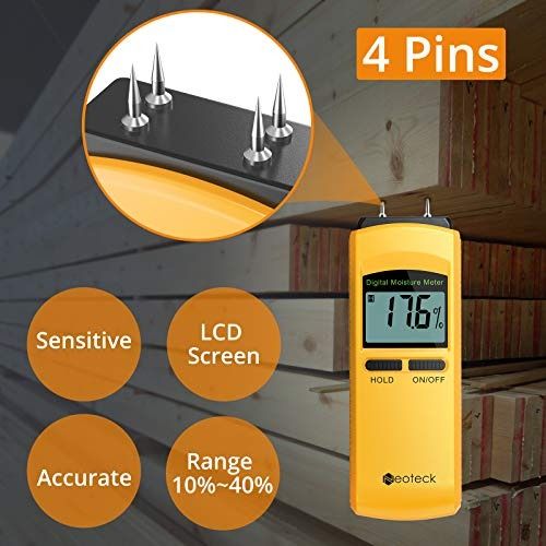 Neoteck Moisture Meter 4 Pin Digital Moisture Meter Damp Detector ...