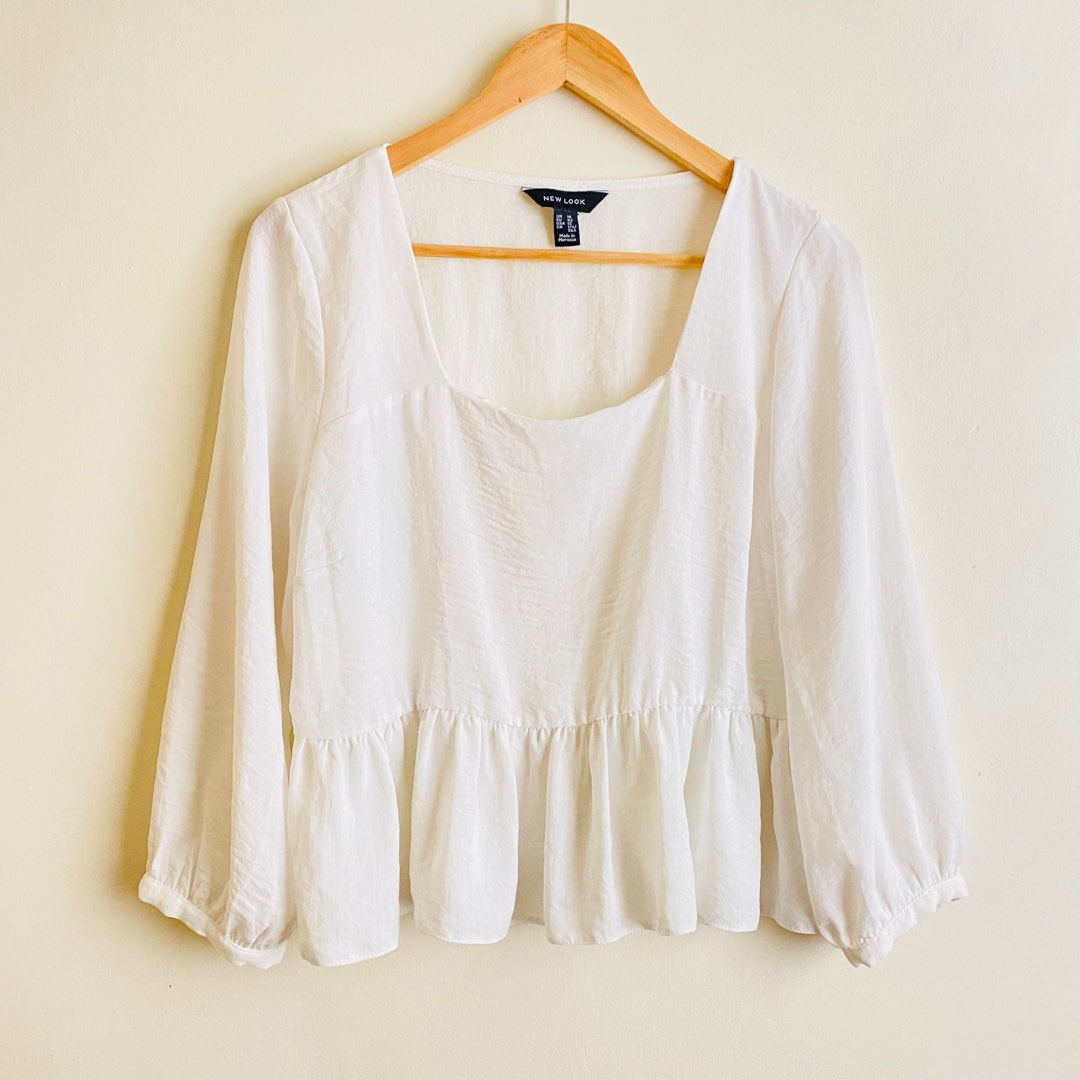 New Look White Square Neck Top on Carousell