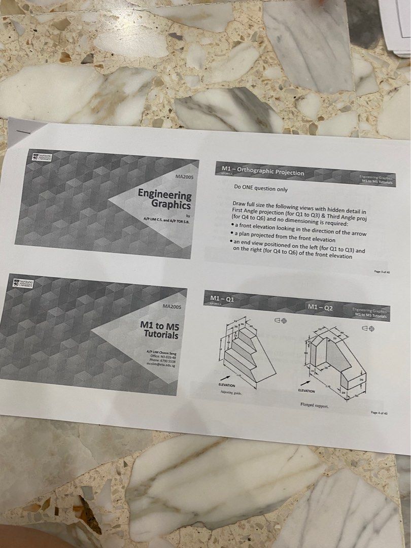 NTU MA2005 Engineering Graphics materials + tut qns & ans, Hobbies ...