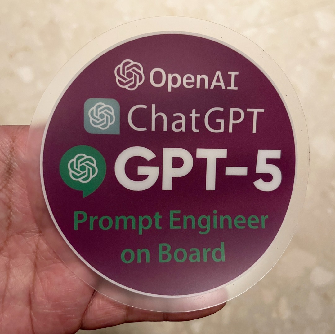 Open AI Chat GPT-5 Prompt Engineer on Board . Static Cling Decal . 11cm ...