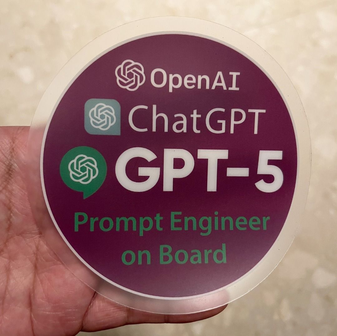 Open AI Chat GPT-5 Prompt Engineer on Board . Static Cling Decal . 11cm ...