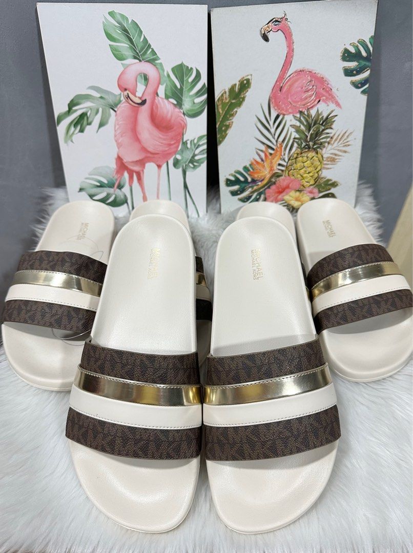 Original Michael Kors Brandy Slides Light Cream S 7,8,9 on Carousell