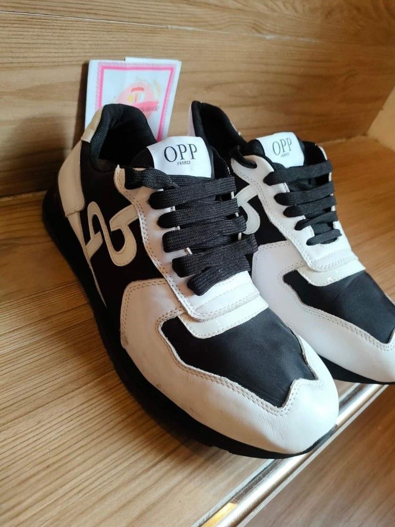 Original OPP FRANCE SNEAKERS BLACK WHITE PATENT LEATHER PREMIUM RARE ...