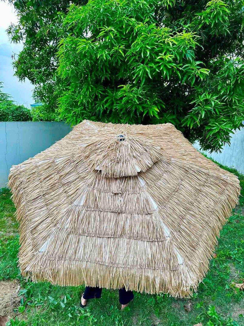 Outdoor beach resort straw umbrella on Carousell