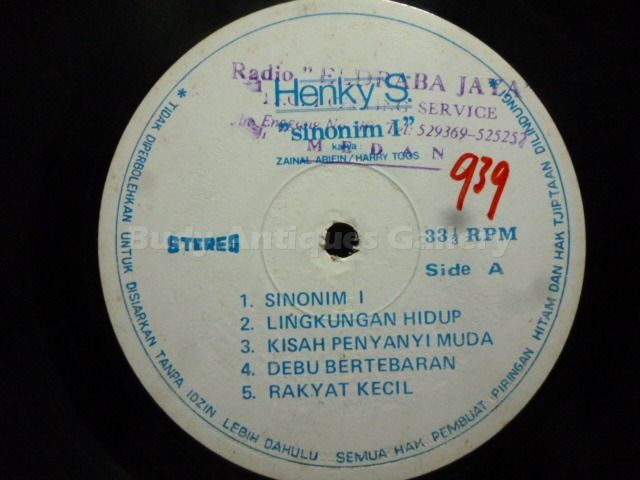 Plat Piringan Hitam Vinyl Henky S Album Sinonim I Bersama Zaenal Arifin ...