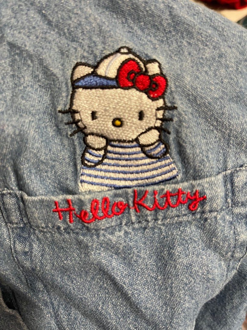 Primark Hello Kitty Denim Shirt, Women's Fashion, Tops, Shirts on Carousell