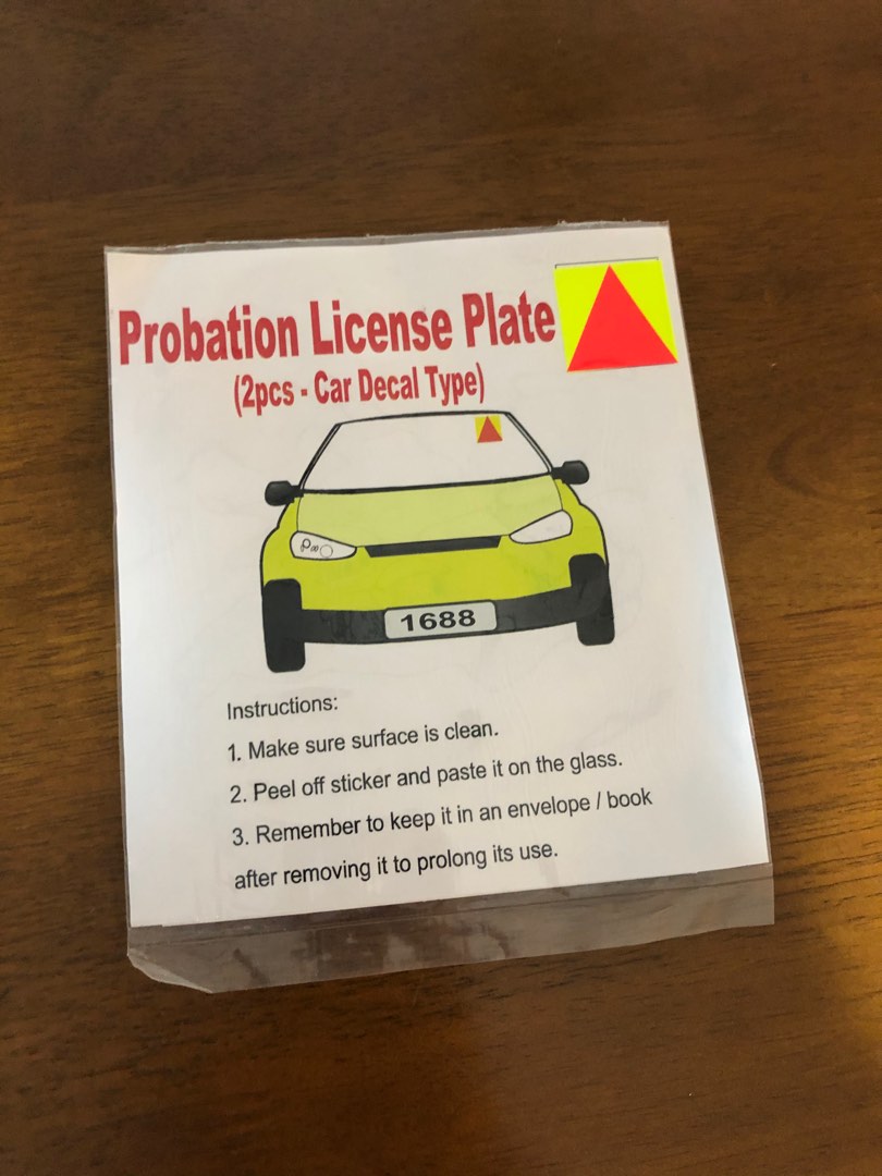 Probation license plate, Car Accessories, Accessories on Carousell