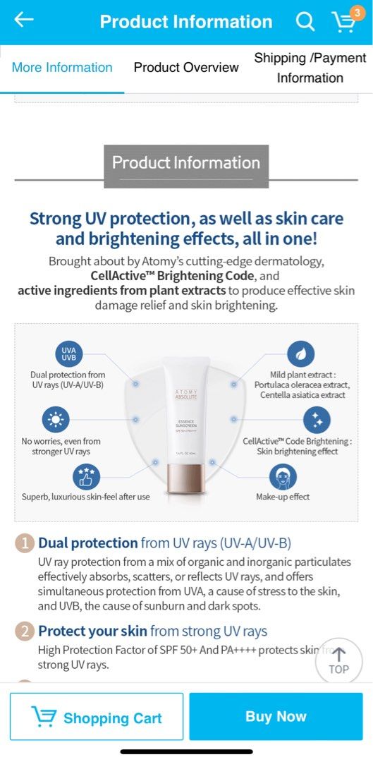 Ready Stock Atomy Absolute Sunscreen, Beauty & Personal Care, Face ...