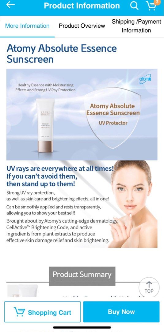 Ready Stock Atomy Absolute Sunscreen, Beauty & Personal Care, Face ...