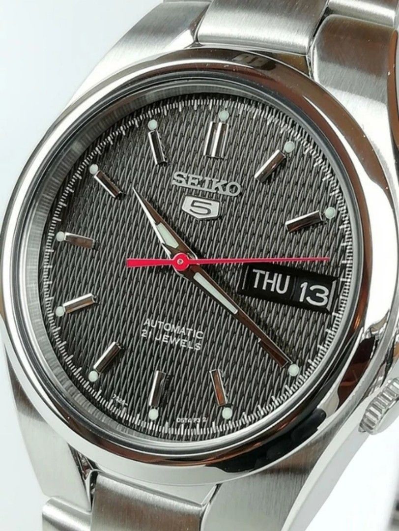 Seiko 5 SNK607 Men's / Unisex Automatic Textured Black Dial Stainless ...