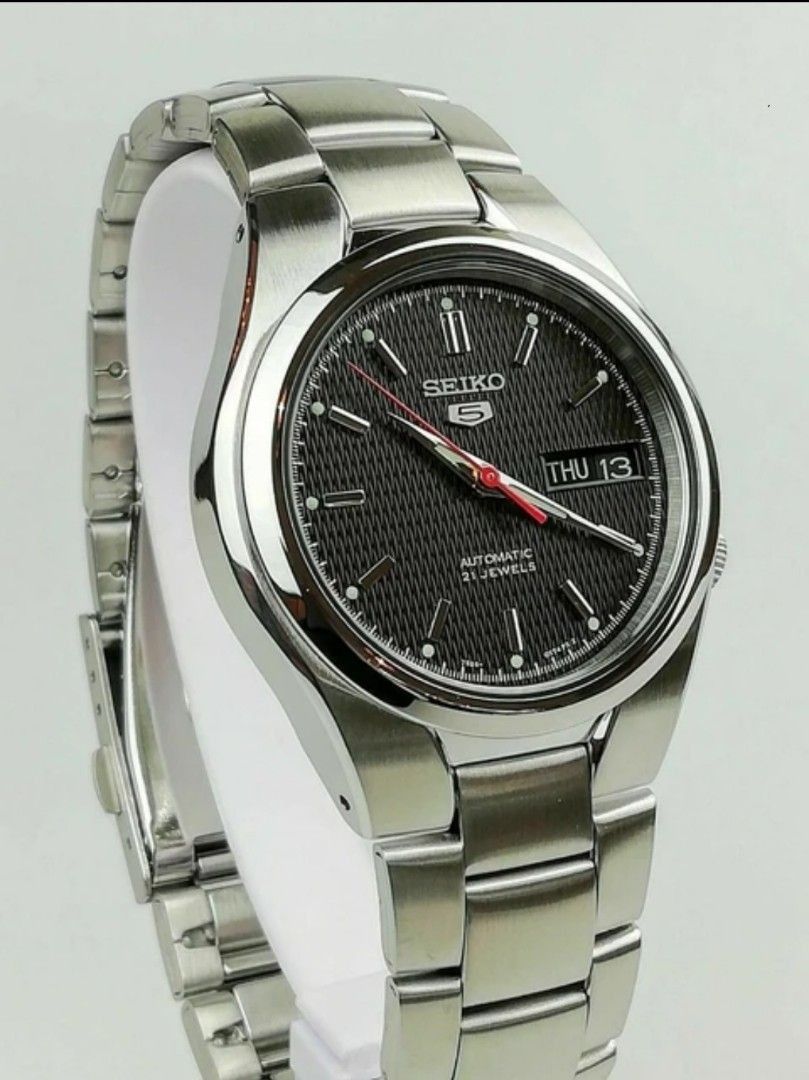 Seiko 5 SNK607 Men's / Unisex Automatic Textured Black Dial Stainless ...