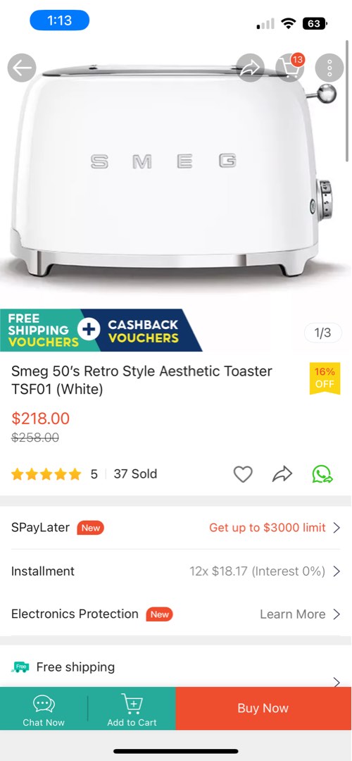 SMEG Toaster in cream, TV & Home Appliances, Kitchen Appliances, Ovens ...