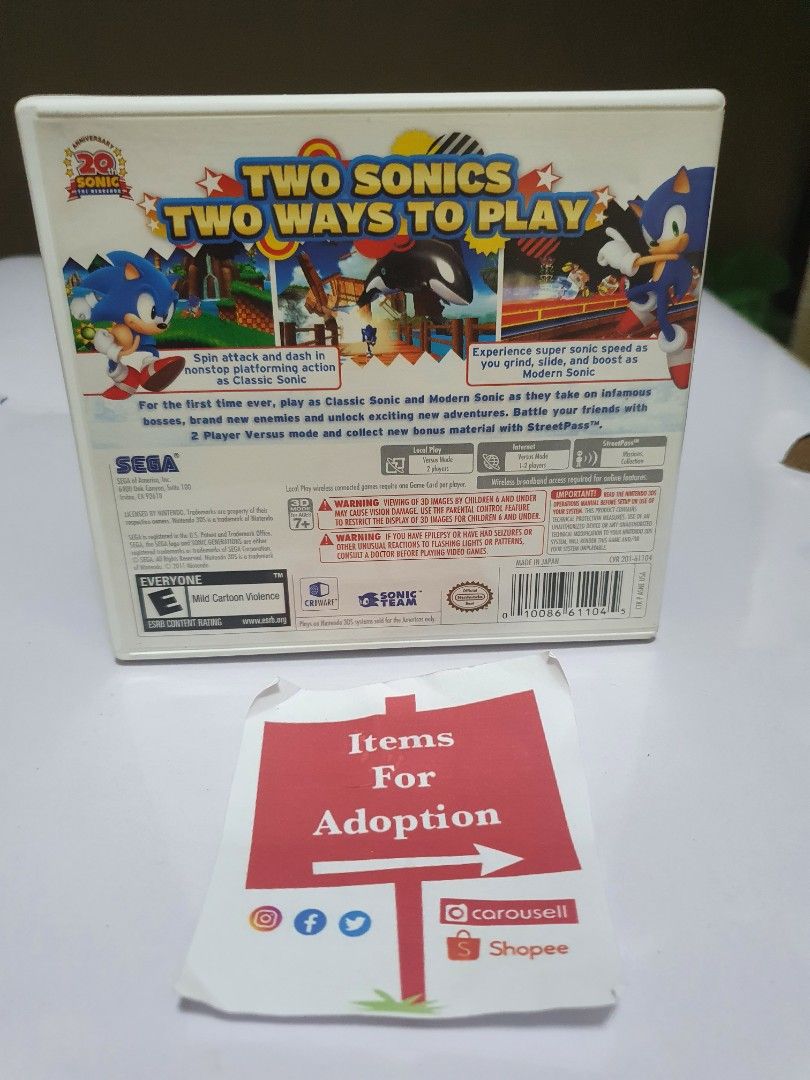 Sonic Generations (Nintendo 3DS USA), Video Gaming, Video Games ...