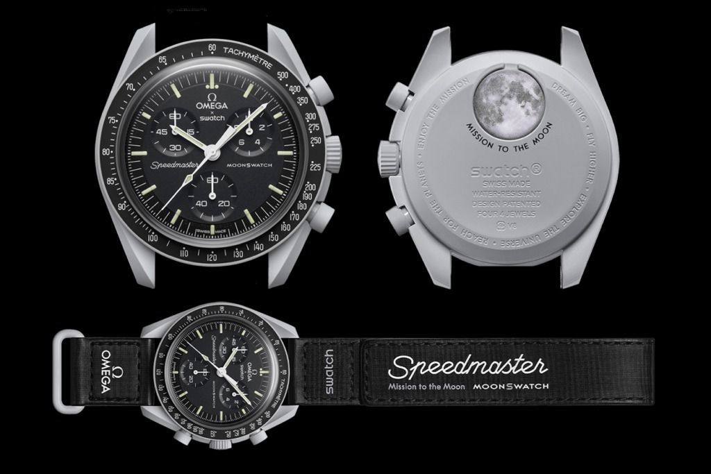 Swatch x omega Moonswatch Moon black, Luxury, Watches on Carousell
