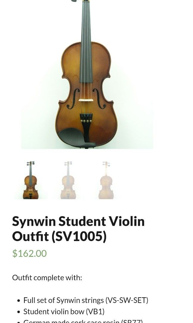Synwin Student Violin (SV1005), Hobbies & Toys, Music & Media, Musical Instruments on Carousell