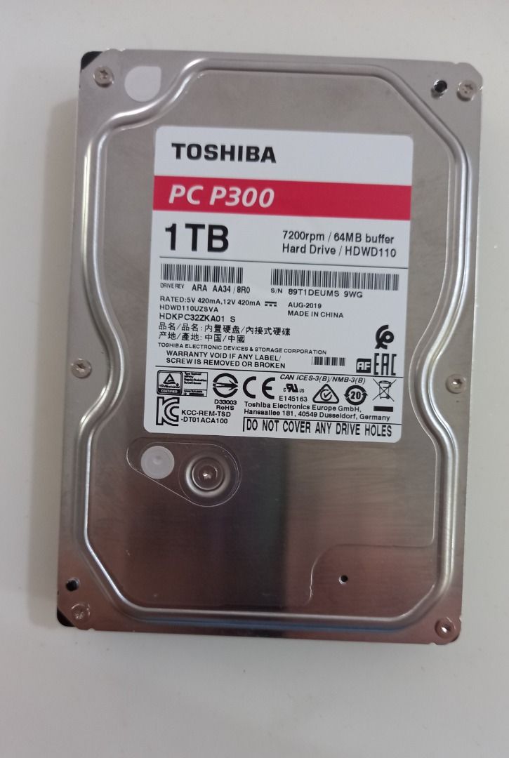 Toshiba Hard Drive 7200rpm/64MB buffer (1TB), Computers & Tech, Parts & Accessories, Hard Disks ...