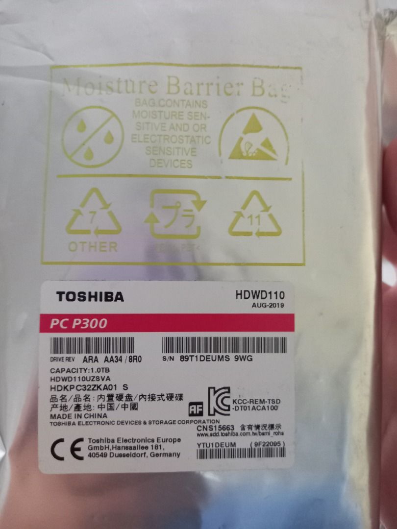 Toshiba Hard Drive 7200rpm/64MB buffer (1TB), Computers & Tech, Parts ...