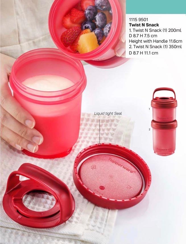 Tupperware Twist N Snack Container (Cherry Red), Furniture & Home ...