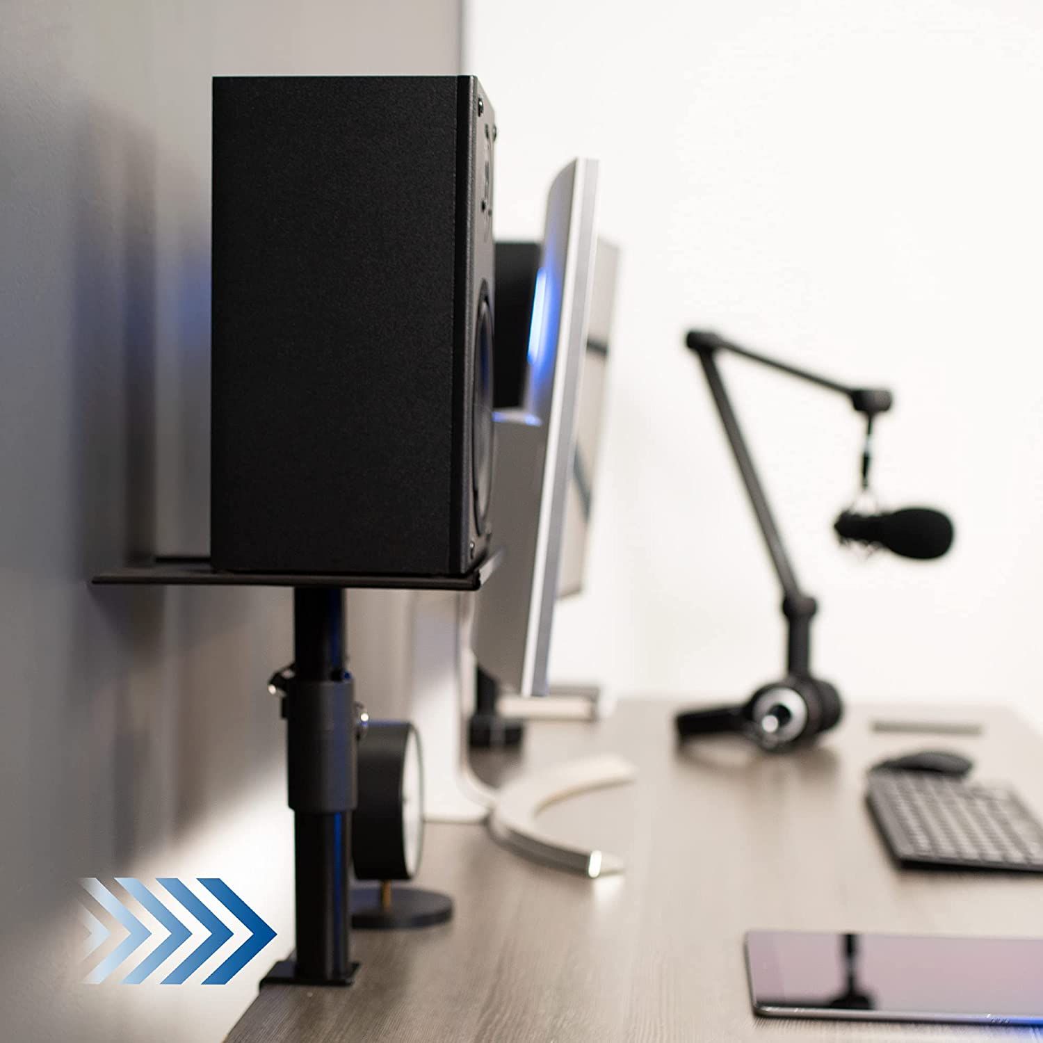 VIVO Clamp-on Speaker Stand Desk Mount Set, 10 x 9 inch Trays, Height ...