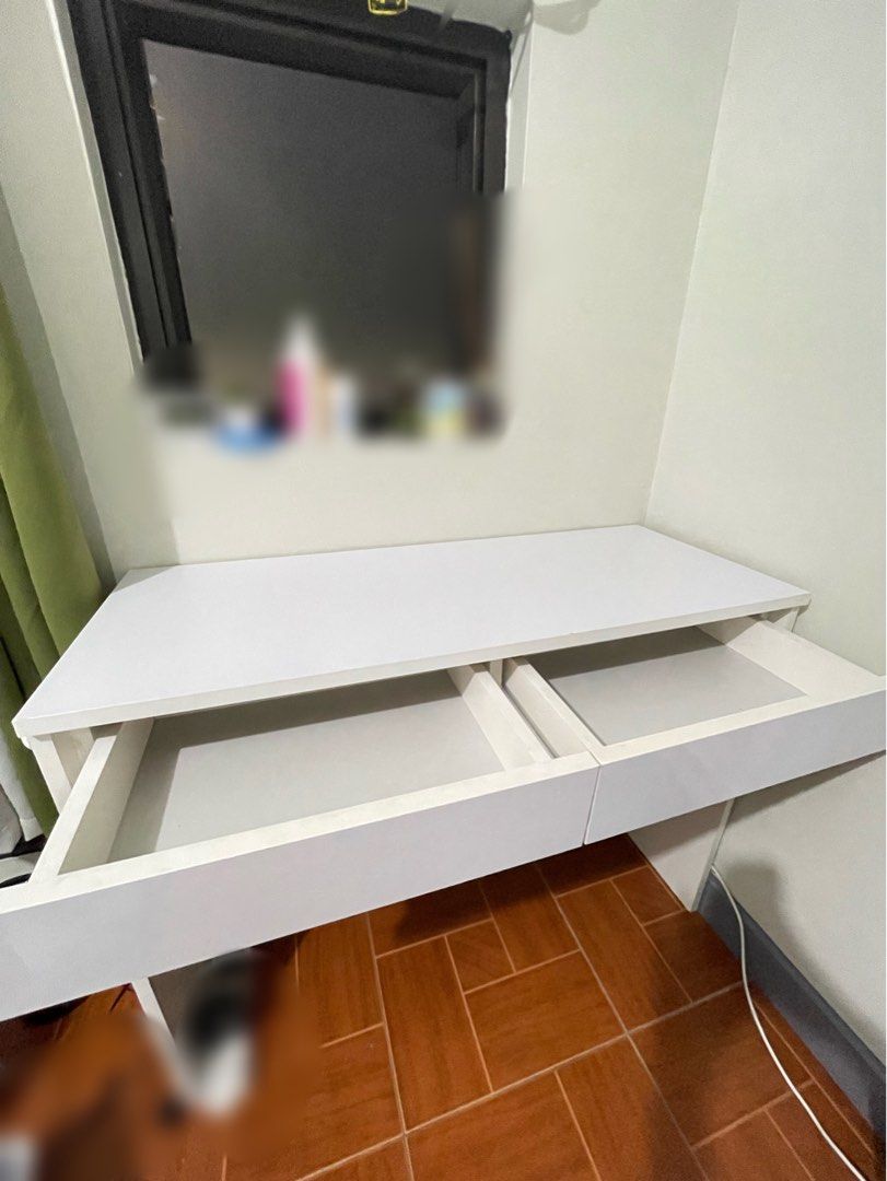 White Study Table with Drawers, Furniture & Home Living, Furniture ...