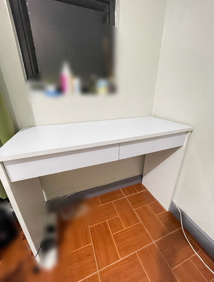 White Study Table with Drawers, Furniture & Home Living, Furniture ...