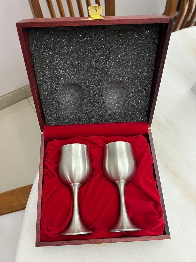 Royal Selangor Wine goblets in wooden gift box, Hobbies & Toys ...
