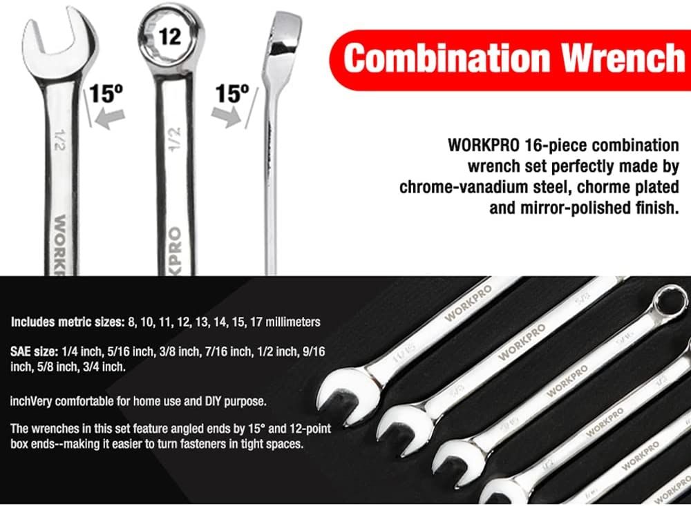 WORKPRO 408-Piece Mechanics Tool Set, General Household Home Repair Tool Kit with 3-Drawer Heavy ...