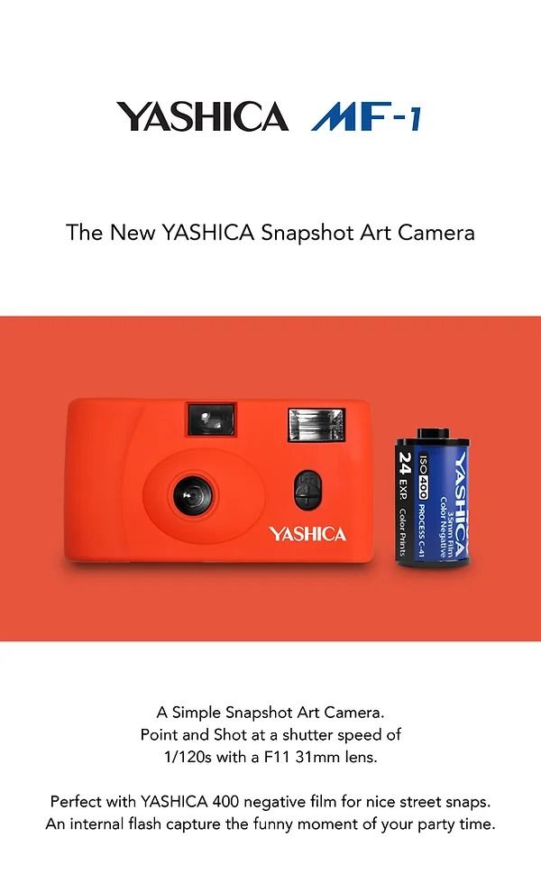 Reusable Film Camera Yashica MF-1, Photography, Cameras on Carousell