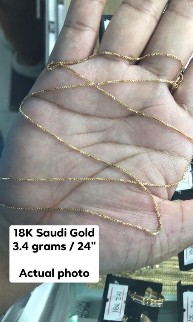 18K Saudi Gold Box chain 24 inches on Carousell