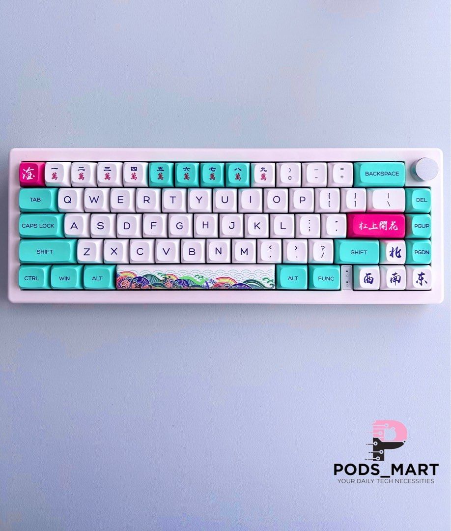 65% custom mechanical keyboard (Mahjong keycaps), Computers & Tech ...