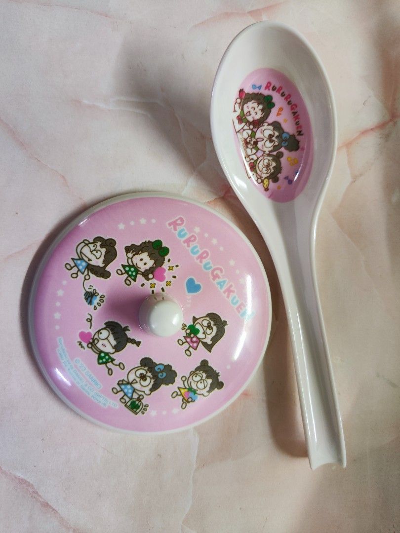 全新 Sanrio Rururugakuen rururu gakuen 匙羹 和 杯蓋, 傢俬＆家居, 廚具和餐具, 炊具及配件 ...