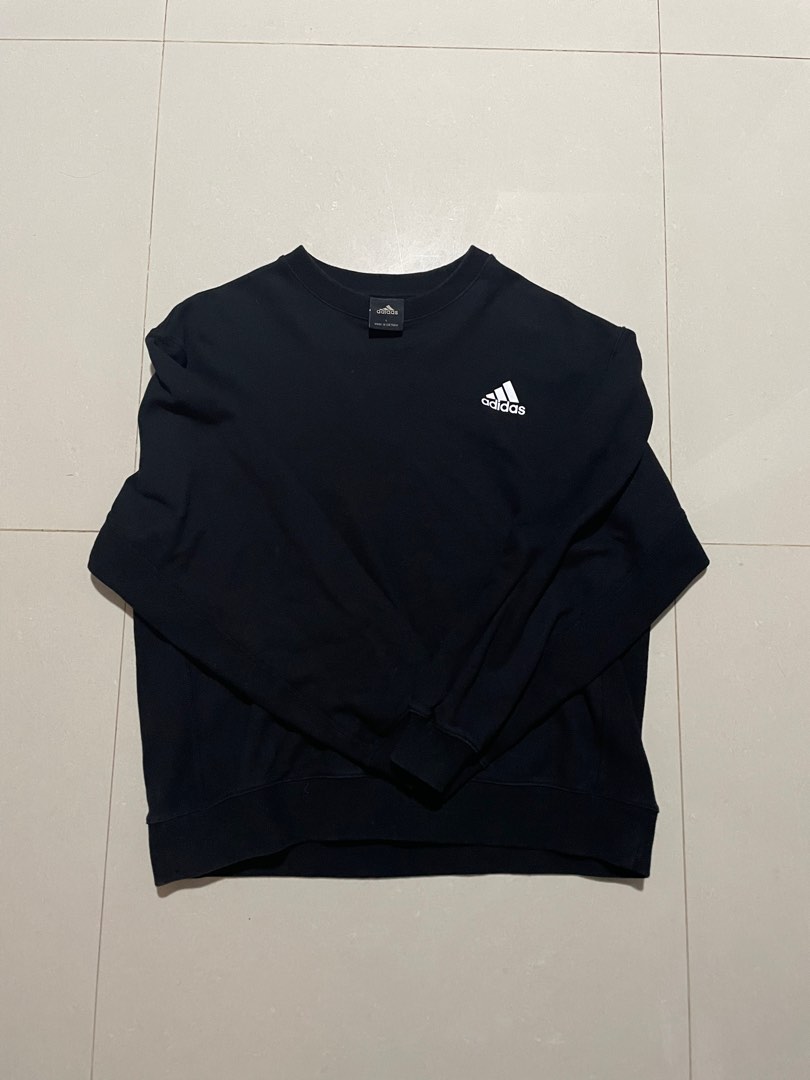 ADIDAS Sweater Black Hitam 3 stripes, Fesyen Pria, Pakaian , Baju ...