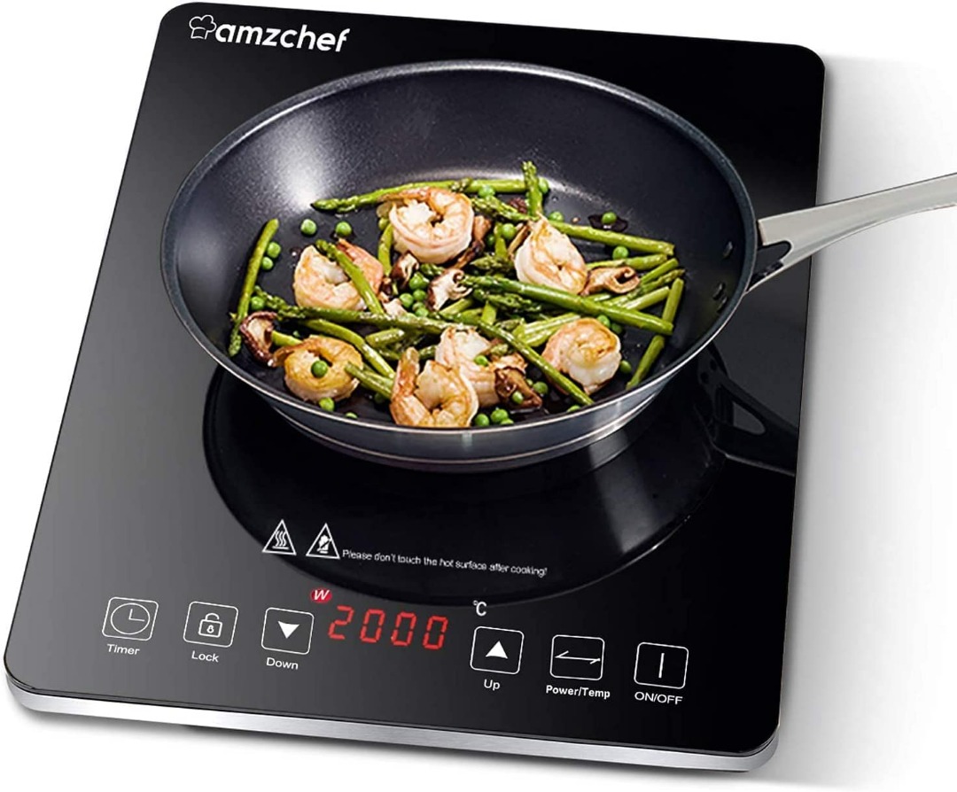 AMZ CHEF Single Induction Cooker, Ultra-thin Induction Hob with Fashion ...
