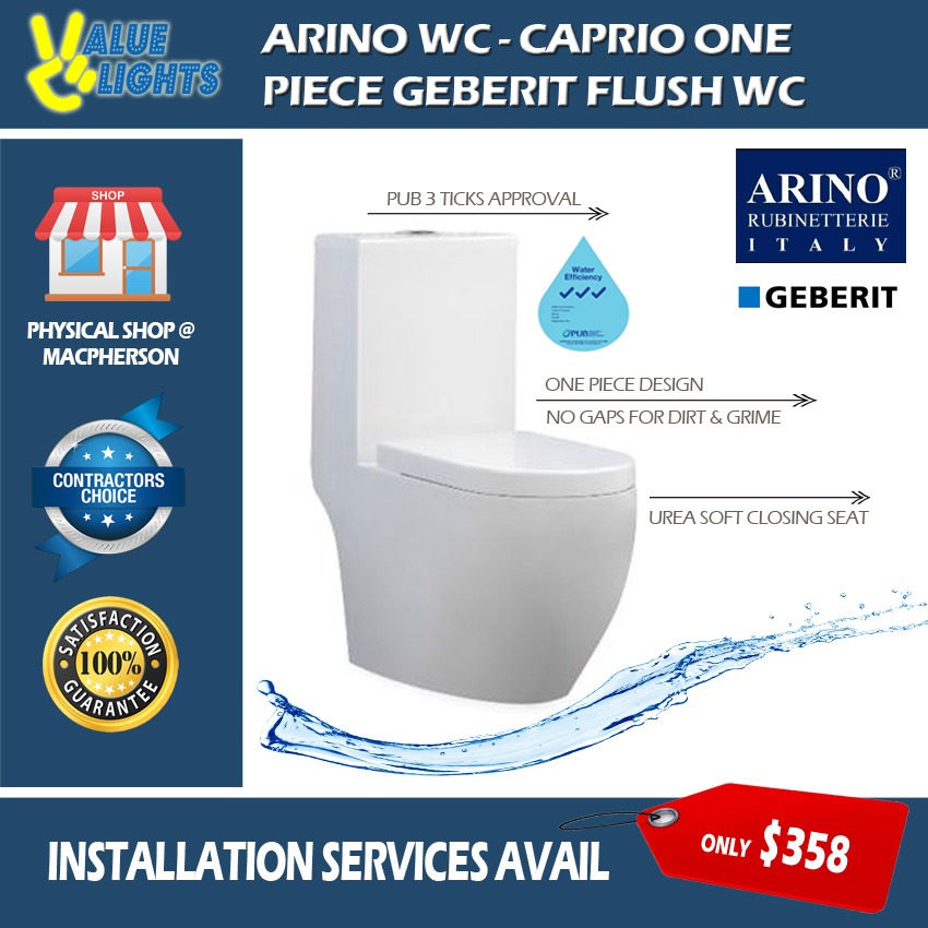 Arino Caprio WC 1 Piece Toilet Bowl with Geberit Dual Flush System S ...