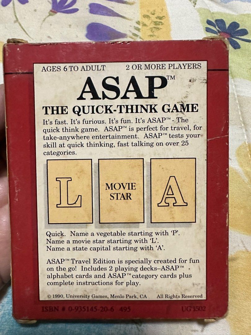 ASAP (the quick think game), Hobbies & Toys, Toys & Games on Carousell