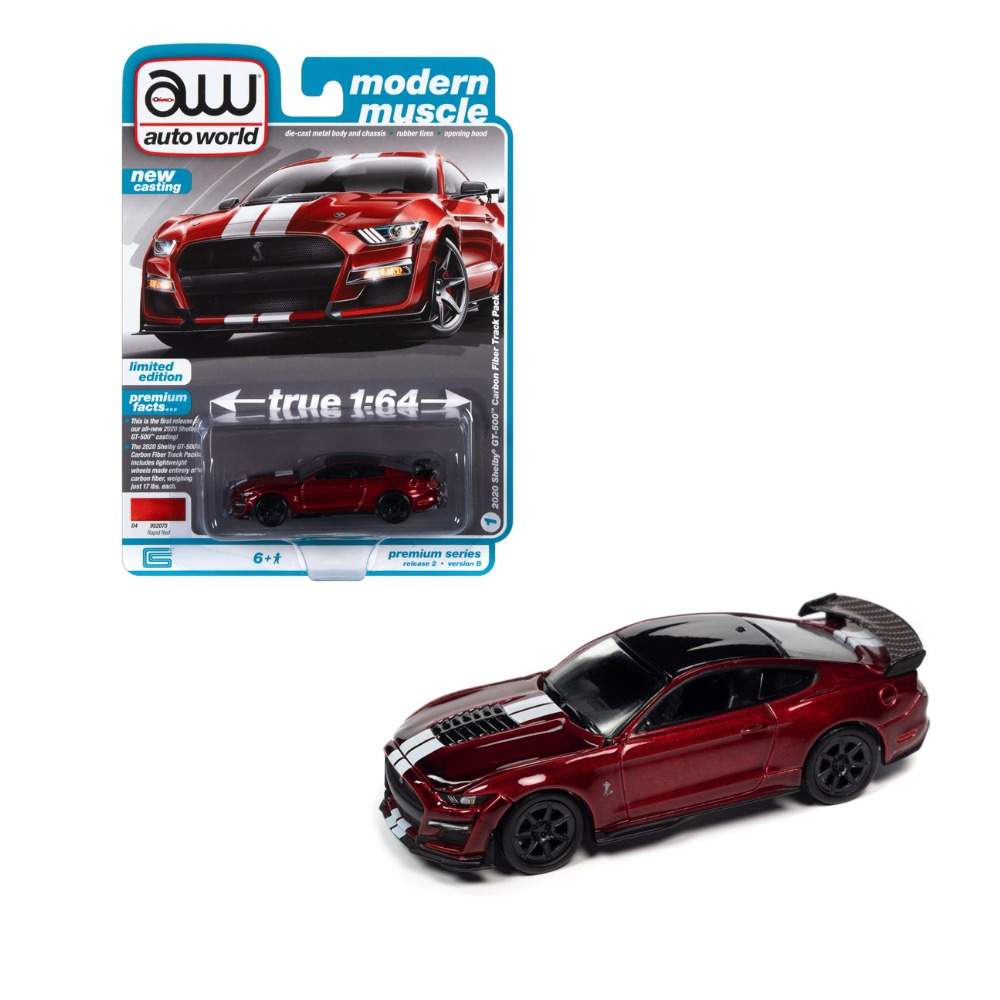Auto World 1/64 Scale Premium 2020 Shelby GT-500 Rapid Red Die-cast Car ...