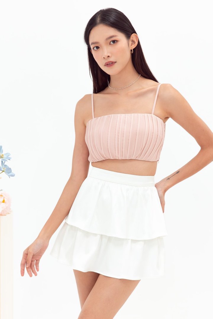 Aviana Satin Ruffle Skorts, Women's Fashion, Bottoms, Skirts on Carousell