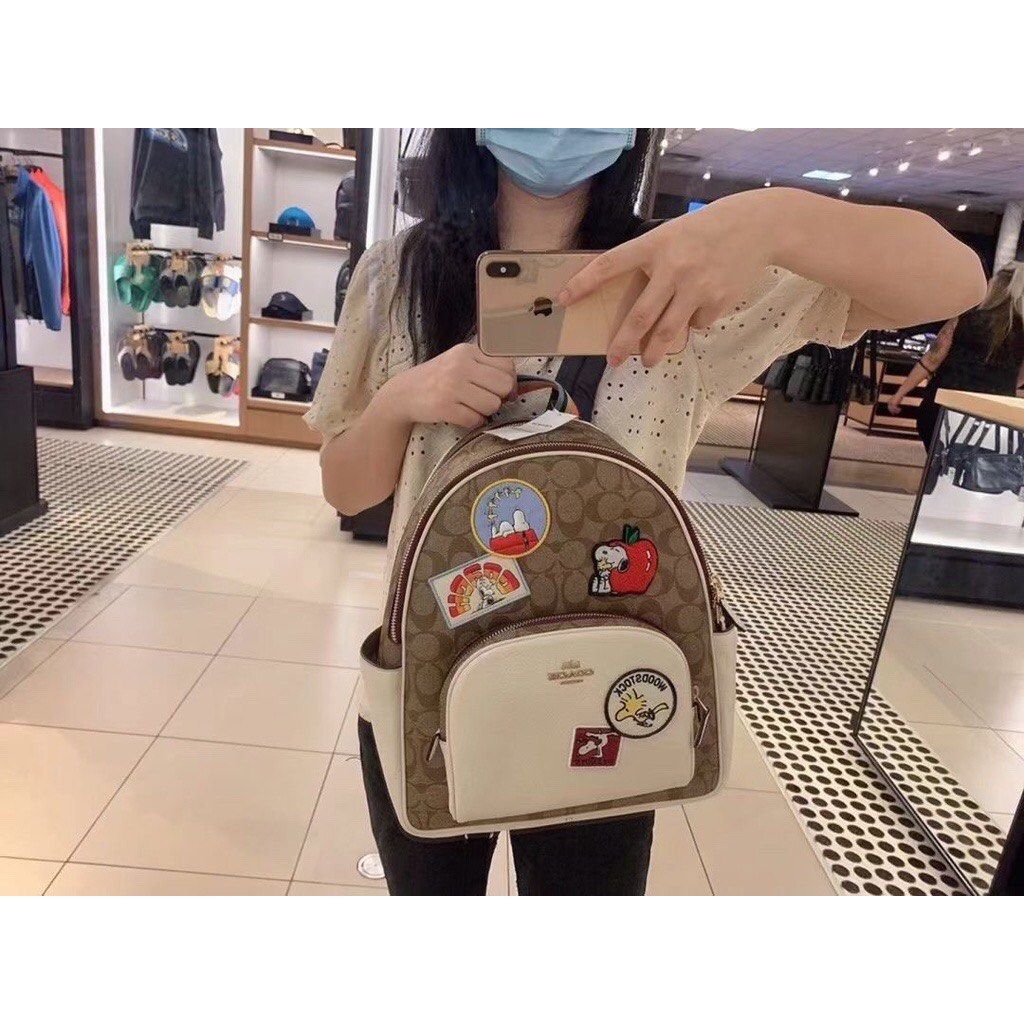 COACH X PEANUTS COURT BACKPACK IN SIGNATURE CANVAS WITH VARSITY PATCHES ...