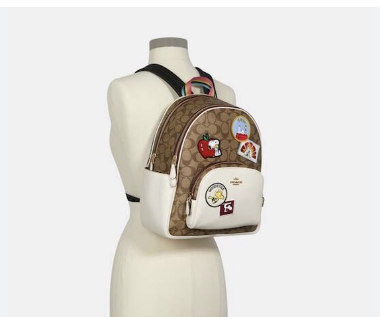COACH X PEANUTS COURT BACKPACK IN SIGNATURE CANVAS WITH VARSITY PATCHES ...
