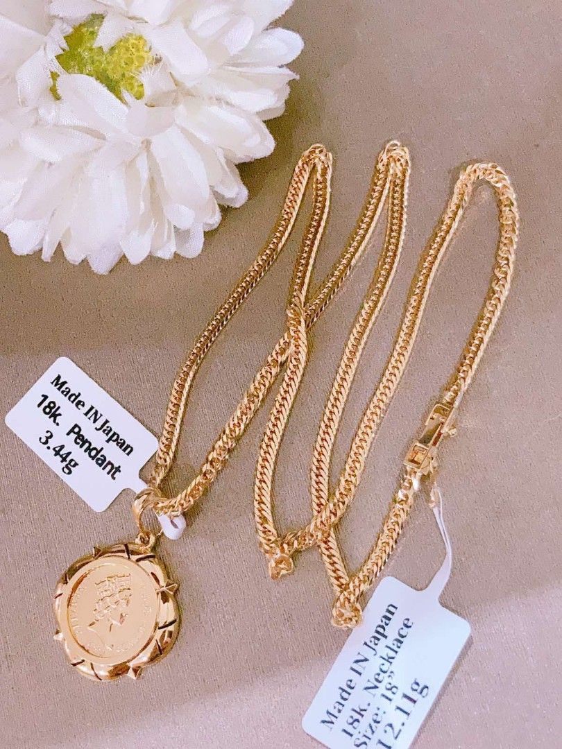 Double lock Japan Gold Chain and Pendant 18k Gold on Carousell