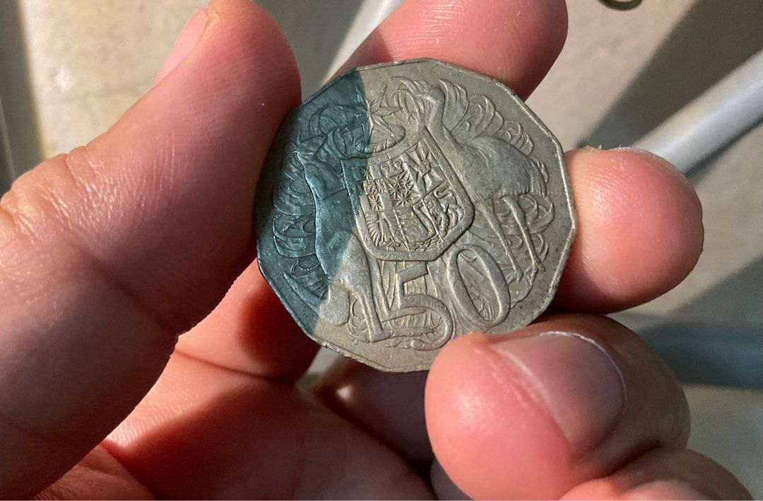 duit syiling 32mm Australia 1972 Elizabath II 50 cent 100% Real Genuine ...